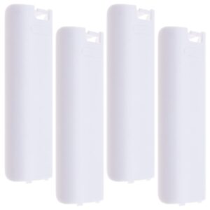 create idea 4pcs battery back door cover shell compatible with nintendo wii remote controller replacement plastic battery lid white