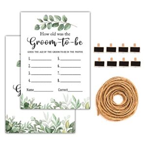 how old was the groom-to-be wedding shower game - greenery bachelor party games – engagement party game - groomsman party - wedding shower, bachelorparty, engagement party - 30 game cards (a003 cnj)