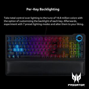 Acer Predator Aethon 700 Gaming Keyboard: Clicky or Linear - Your Choice | Per-Key 16.8M RGB Colors Backlighting | Programmable | Dedicated Media Keys & Dial | 100% Anti-Ghosting | Magnetic Wrist Rest