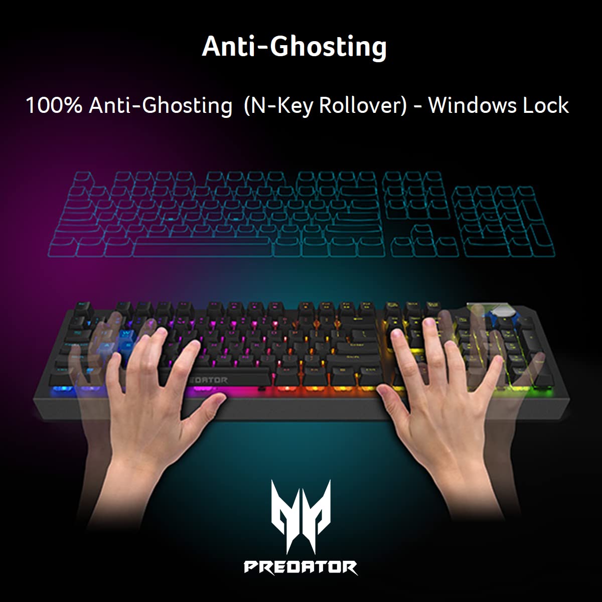 Acer Predator Aethon 700 Gaming Keyboard: Clicky or Linear - Your Choice | Per-Key 16.8M RGB Colors Backlighting | Programmable | Dedicated Media Keys & Dial | 100% Anti-Ghosting | Magnetic Wrist Rest