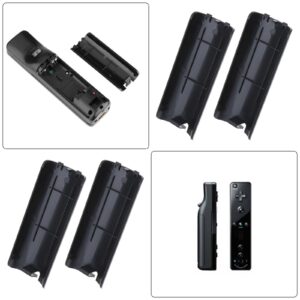 Create idea 4PCS Battery Back Door Cover Shell Compatible with Nintendo Wii Remote Controller Replacement Plastic Battery Lid Black