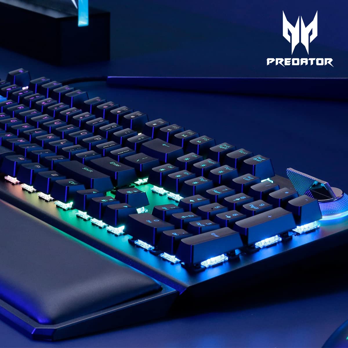 Acer Predator Aethon 700 Gaming Keyboard: Clicky or Linear - Your Choice | Per-Key 16.8M RGB Colors Backlighting | Programmable | Dedicated Media Keys & Dial | 100% Anti-Ghosting | Magnetic Wrist Rest