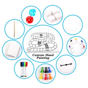 CNUAS Blank Board Game Kits Make Your Own Personality Games Creative DIY Board Game Set with Blank Board and Accessories