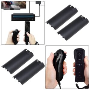 Create idea 4PCS Battery Back Door Cover Shell Compatible with Nintendo Wii Remote Controller Replacement Plastic Battery Lid Black