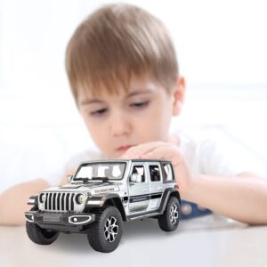 BDTCTK Off-Road 7 Door for Wrangler Diecast Toy Car Model, 1/22 Scale Metal Alloy Vehicle for Kids Boys Girls Adults, Doors Open, Light and Sound, Gifts Gray