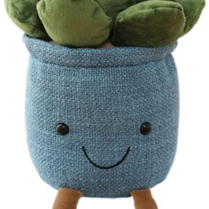 FAVOSTA Cute Succulents Plush Toy, 9.8'' Potted Plant Stuffed Plush, Soft Fluffy Succulents Throw Pillow, Plush Toy for Kids Girls (Blue - Succulent, 25cm/9.8inch)