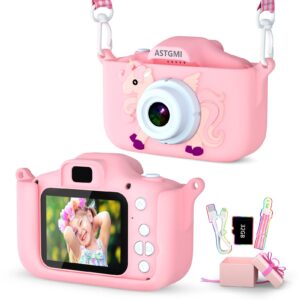 kids digital camera - hd upgrade for girls & boys age 3-10 - 32gb sd card, silicone cover, christmas & birthday gifts