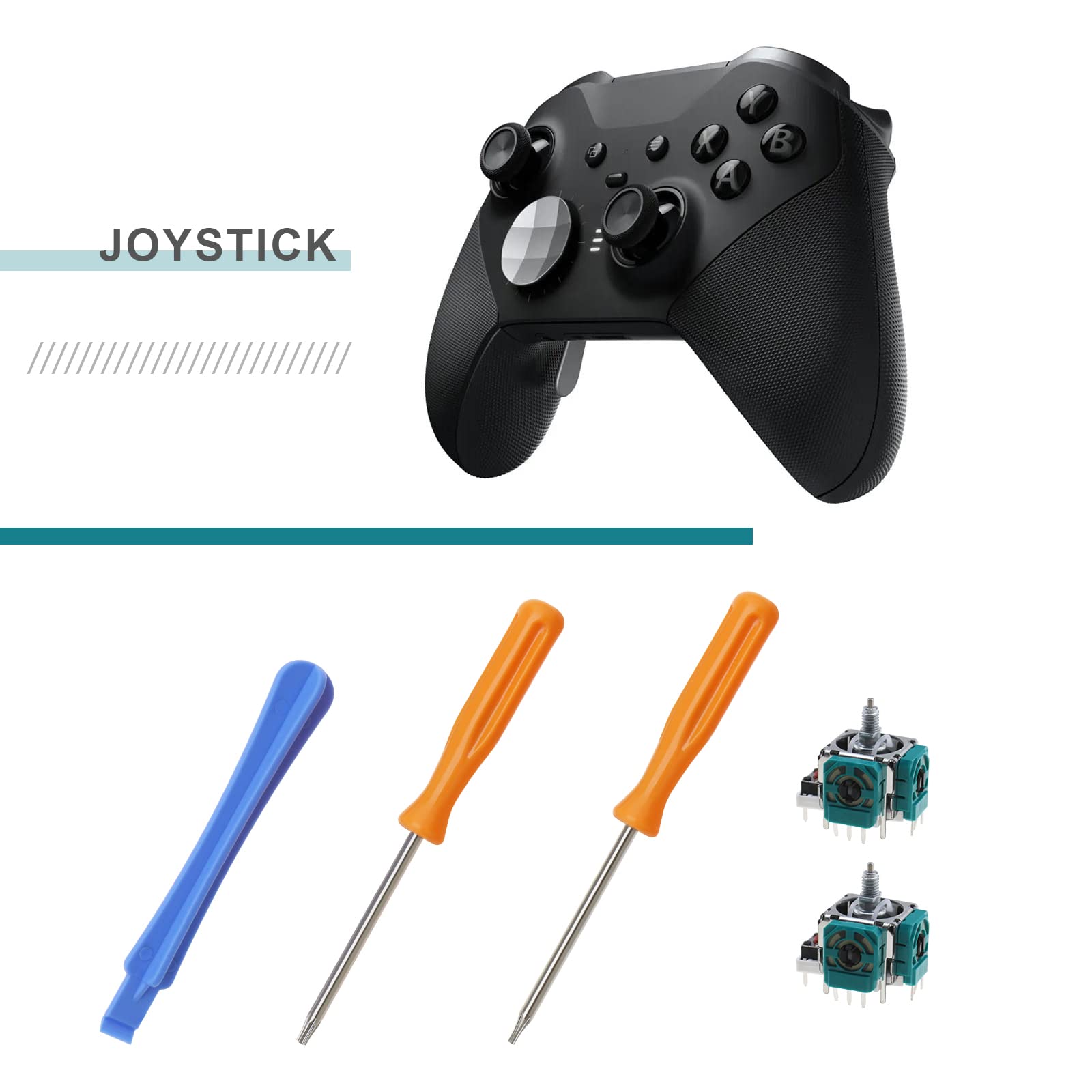 Micro Traders Set of 5 Analog Joystick Repair Kit Compatible with Xbox One Elite 2 Controller Only 3D Thumb Stick Controller Rocker Sensor with T6 T8 Screwdriver and Crowbar