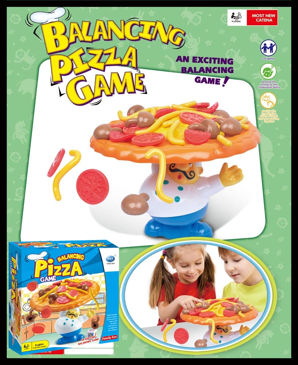 Trisquirrel Topple Pizza Game,Tabletop Balancing Pizza Toy, Poppa's Pizza Pile-Up for 2-4 Players,Fun for Family & Friends