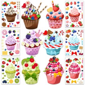 treats and sweets cute sticker make your own stickers colorful make your own cupcake stickers diy cookie stickers mix and match dessert stickers cake decorating decals party favors for kids (24 sheet)