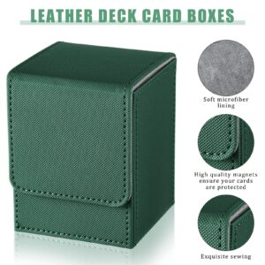 Yookeer 4 Pieces Leather Deck Card Boxes Cards Deck Game Box for Collectible Playing Card Box Compatible with MTG Commander Decks (Black and Red, Green, Blue, Red, Vertical)