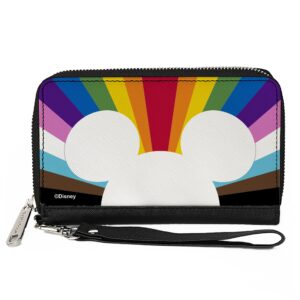 buckle-down pu zip around wallet rectangle mickey mouse pride ears icon rays multi color rainbow