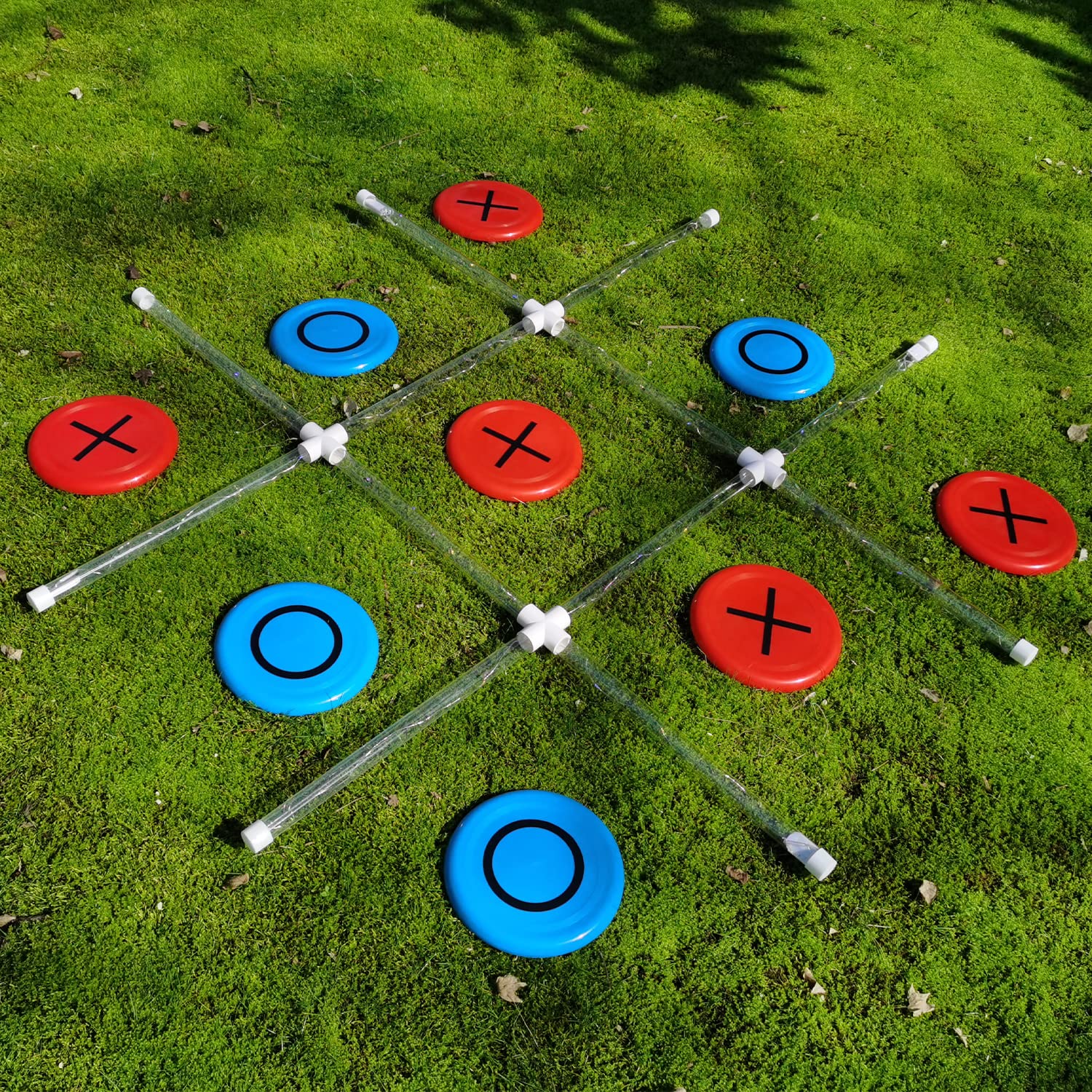 Outdoor Games Giant Tic Tac Toe Games, Yard Lawn Toss Games with Light, Glow in Dark Backyard Games for Family Adults and Kids (3ft x 3ft)