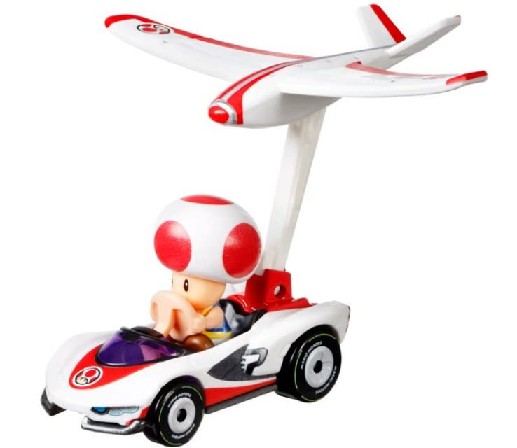 DieCast Hot Wheels Mario Kart Toad Character Car with Glider