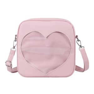 sukutu ita bag women's clear heart crossbody bag lightweight kawaii jk uniform display bag