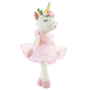 justqunseen unicorn stuffed animals plush ballerina baby doll, unicorn toys for girls age 4-6, stuffed animals for girls 4 year old girl birthday gifts unicorn decorations for girls toys 4-5(pink)