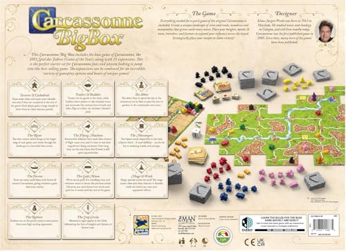 Carcassonne Board Game Big Box (2022 Edition) - Complete Base Game and 11 Expansions for Ultimate Variety! Medieval Strategy Game for Kids and Adults, Ages 7+, 2-6 Players, Made by Z-Man Games