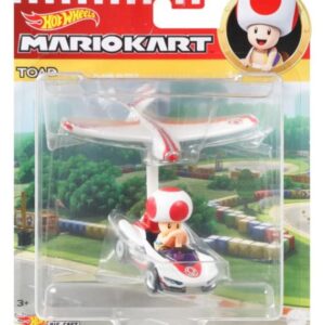 DieCast Hot Wheels Mario Kart Toad Character Car with Glider