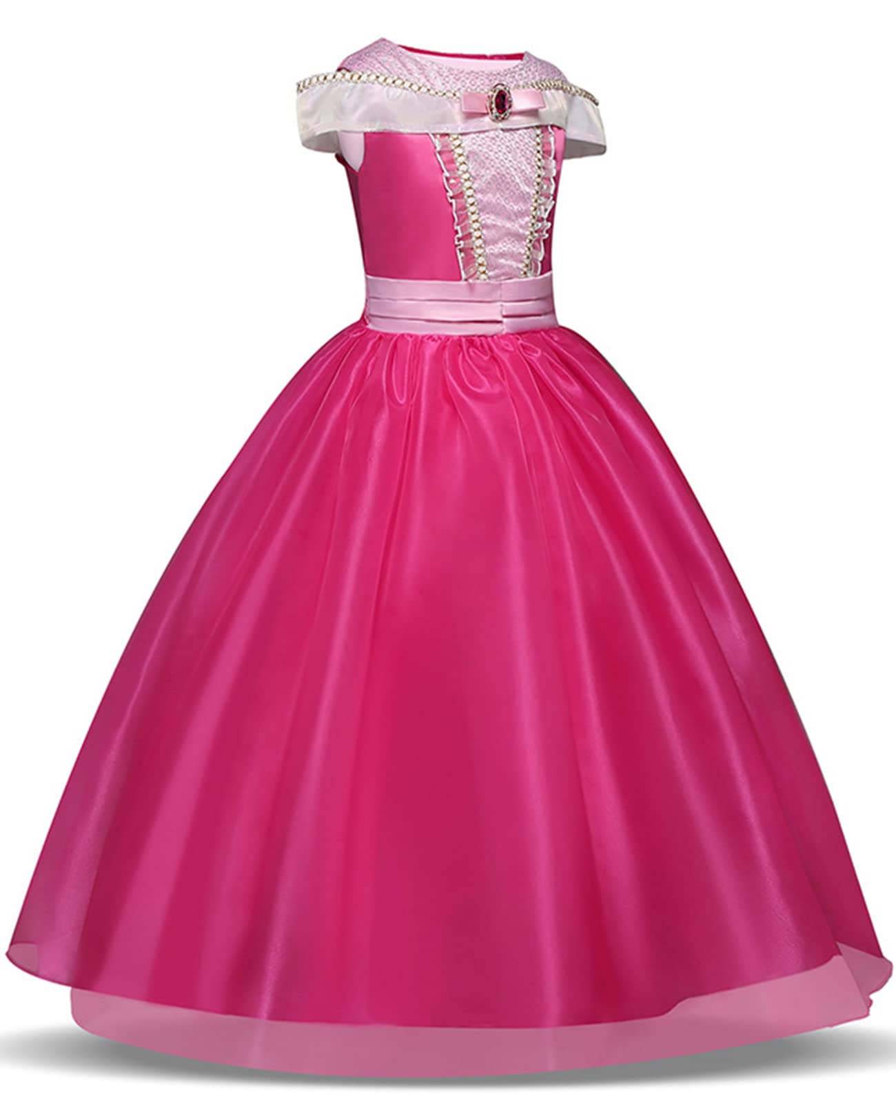 TSIZFXI Princess Costume Little Girls Pink Princess Dress Up Clothes Halloween Outfit with Accessorries 3-8Years(7-8Y/150cm,Pink)