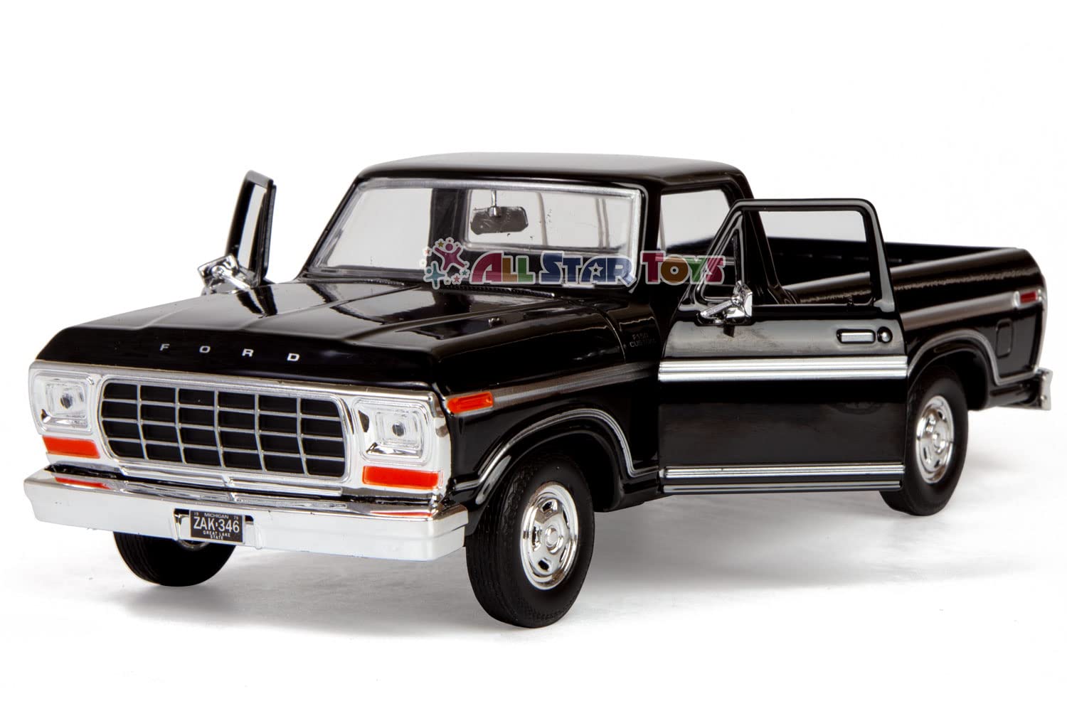 Motormax 1979 Ford F-150 Pickup Classic F150 Pick Up Truck 1:24 Diecast Collectible Model Car Black 79346 All Star Toys Exclusive