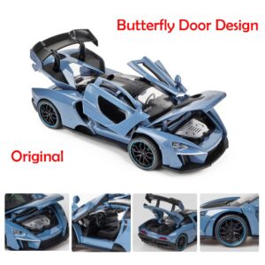 Alloy Collectible Blue McLaren Senna Toy Vehicle Pull Back DieCast Car Model with Lights and Sound