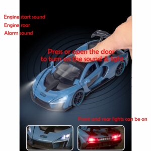 Alloy Collectible Blue McLaren Senna Toy Vehicle Pull Back DieCast Car Model with Lights and Sound