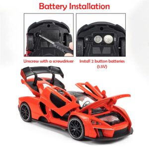 Alloy Collectible Orange McLaren Senna Toy Car Model Pull Back Vehicle DieCast with Lights and Sound