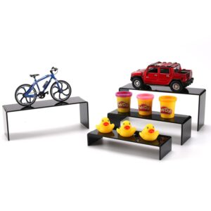 A+ DESIGN Acrylic Display Risers Suitable for Cupcake Retail Shoe Showcase Jewelry Funko Pop Figures (Black 4 Pack Set)