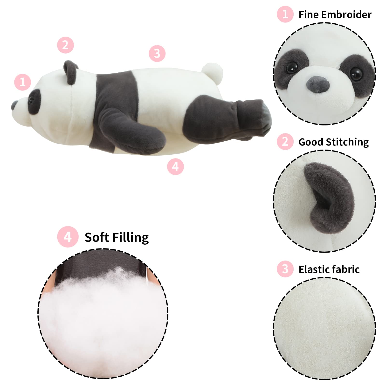 Kashabawangzi 24" Cute Giant Panda Bear Plush Soft Hugging Body Pillow,Large Panda Stuffed Animals Toy Doll Gift for Kids,Girls and Boy,Birthday,Easter