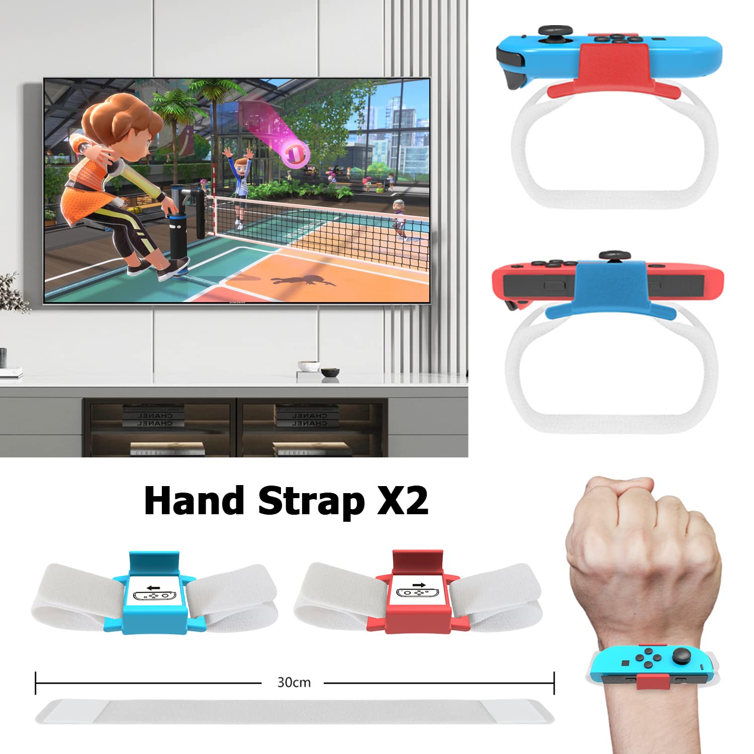 Ermorgen Switch Sports Accessories Bundle, 10 in 1 Kit for Switch Sports Games, with Joycon Fencing Grip for Chambara Game, Leg Straps & Hand Strap, Tennis Badminton Rackets and Bowling Grip