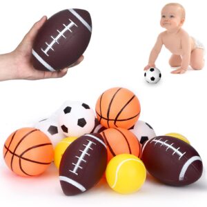 12 pieces toddler balls sport balls for toddlers 1-3 baby ball includes mini soccer ball, basketball, football, tennis ball toys inflatable balls for kids beach pool sports game party favors supplies