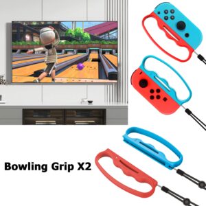 Ermorgen Switch Sports Accessories Bundle, 10 in 1 Kit for Switch Sports Games, with Joycon Fencing Grip for Chambara Game, Leg Straps & Hand Strap, Tennis Badminton Rackets and Bowling Grip