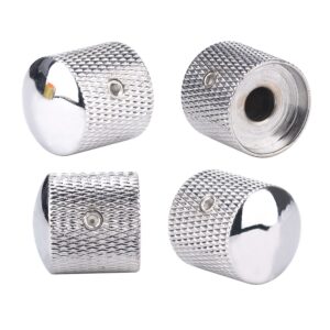 XIYANGJUAN 4Pcs Metal Guitar Knobs Chrome Volume Tone Control Knobs Silver Dome Knobs with with Allen Keys for Fender Telecaster Gibson Les Paul Electric Guitar Bass Accessories