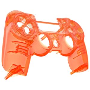 eXtremeRate Transparent Crystal Clear Orange Replacement Faceplate Front Housing Shell Compatible with ps4 Slim Pro Controller CUH-ZCT2 JDM-040/050/055 - Controller NOT Included