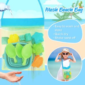 RACPNEL Collapsible Foldable Beach Sand Buckets and Shovels Set - Beach Toys for Kids with Mesh Bag & Sand Molds, Silicone Beach Sand Pails for Travel, Kids and Toddlers