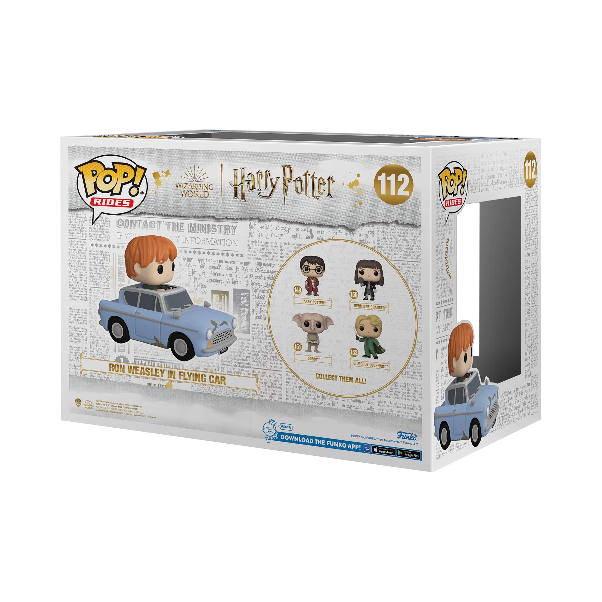 Funko Pop! Ride Super Deluxe: Harry Potter: Chamber of Secrets 20th Anniversary - Ron Weasley in Flying Car, Multicolor