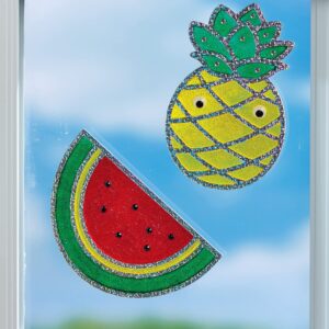 Creativity for Kids Window Art Fun Fruits - Paint and Decorate 2 Suncatchers, Create Your Own Window Art for Kids