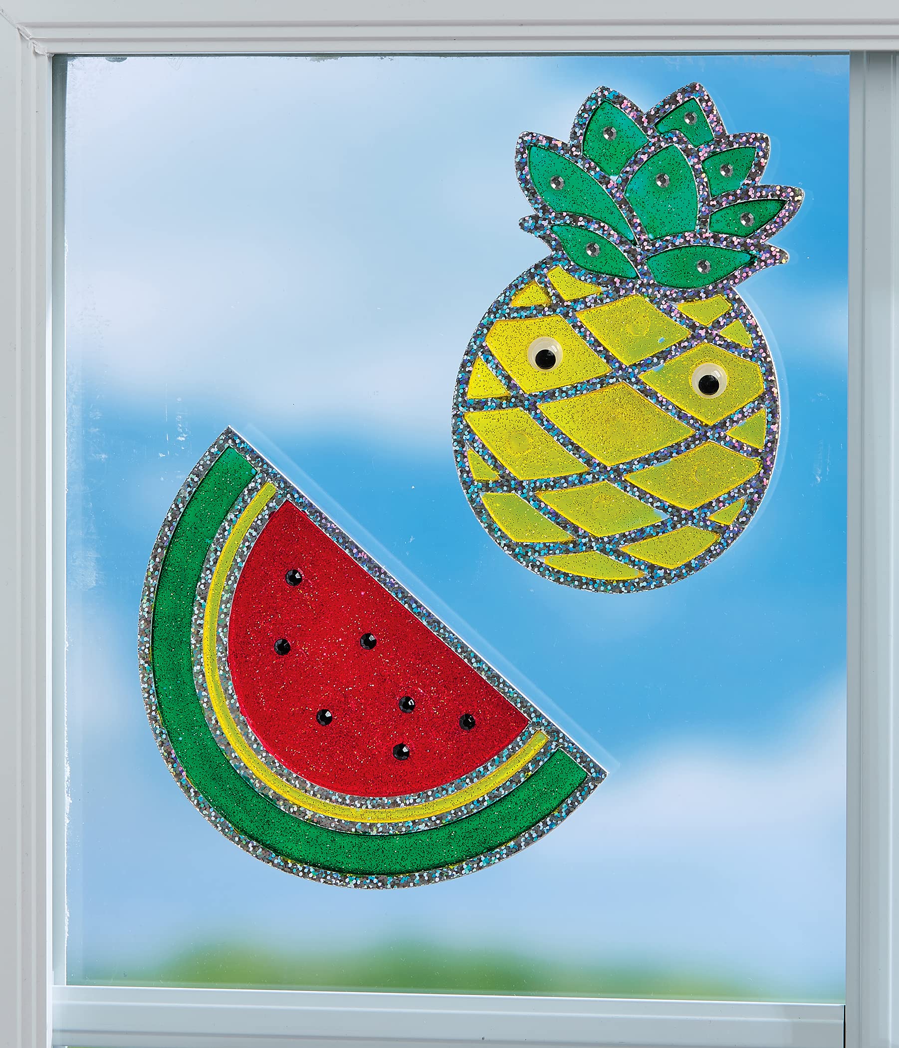 Creativity for Kids Window Art Fun Fruits - Paint and Decorate 2 Suncatchers, Create Your Own Window Art for Kids