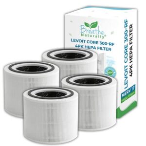 breathe naturally replacement hepa filter 4 pack for levoit core 300 series purifiers - core 300rf