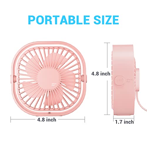 Small USB Desk Fan, 4 Inch Quiet Mini Table Fan, 3 Speeds Portable Desktop Fan, 360°Rotatable Little Personal Fan, Small Cooling Fan with USB Cable, Mini Fan for Home Office Bedroom Summer Gift