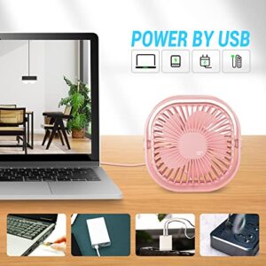 Small USB Desk Fan, 4 Inch Quiet Mini Table Fan, 3 Speeds Portable Desktop Fan, 360°Rotatable Little Personal Fan, Small Cooling Fan with USB Cable, Mini Fan for Home Office Bedroom Summer Gift