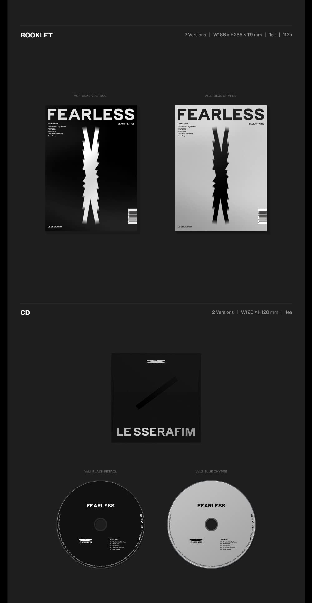 [KTOWN4U PREORDER] LE SSERAFIM - 1st Mini Album [FEARLESS] Album+Pre-Order Benefit+Folded Poster (Vol.1+Vol.2 ver. SET)