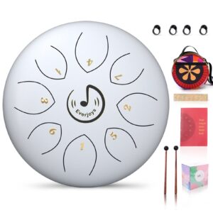 rain drum for outside garden- steel tongue drum, 8 notes 6 inches c-key handpan drum percussion instrument w/gig bag, music book and mallets for beginner meditation healing concert yoga steel drum