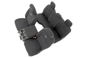 rough country neoprene front & 60/40 rear seat covers for 19-22 ram 2500-91044, black