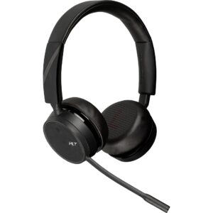 plantronics - voyager 4220 uc usb-a (poly) - bluetooth dual-ear (stereo) headset - connect to pc, mac, & desk phone - noise canceling - works with teams, zoom & more (renewed)