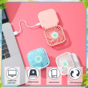 Hortsun 3Pack Necklace Fan Portable Neck Hanging Fan Mini Fan Handheld Fan for Cooling Small Personal Hands Free Fan USB Rechargeable Battery 3 Speed Air Circulatory Fan (Blue, Pink, White)