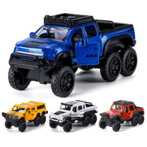 weilaga 4 pcs pull back off-road cars,die-cast metal toy vehicles with openable doors for kids boys girls