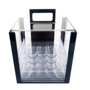 yuanhe deluxe acrylic poker chip case poker chip carrier(1000 chips capacity)-with 10 chip racks/chip trays