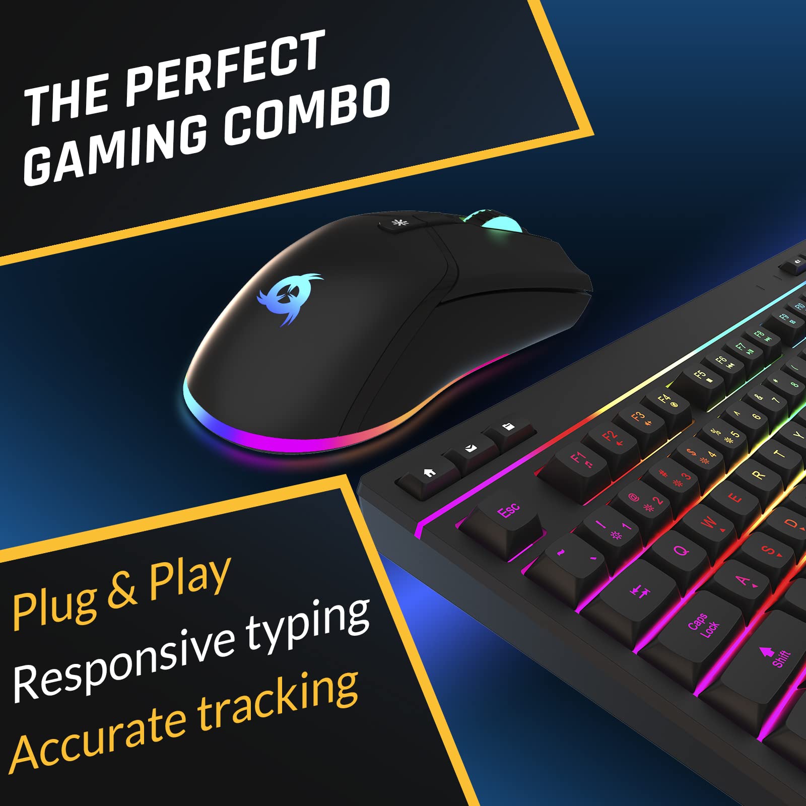 KLIM Duo - New 2023 Wireless Gaming Keyboard and Mouse Combo - Compact Durable Ergonomic - Silent Backlit TKL Keyboard - RGB Gaming Mouse Wireless - Long-Lasting Built-in Battery