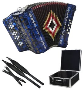 sofiamari nsm3412 accordion package: 34 button, 12 bass, 3 switch accordion with case and straps (sol/gcf deep blue pearl) (nsm-3412-dbp-sol)